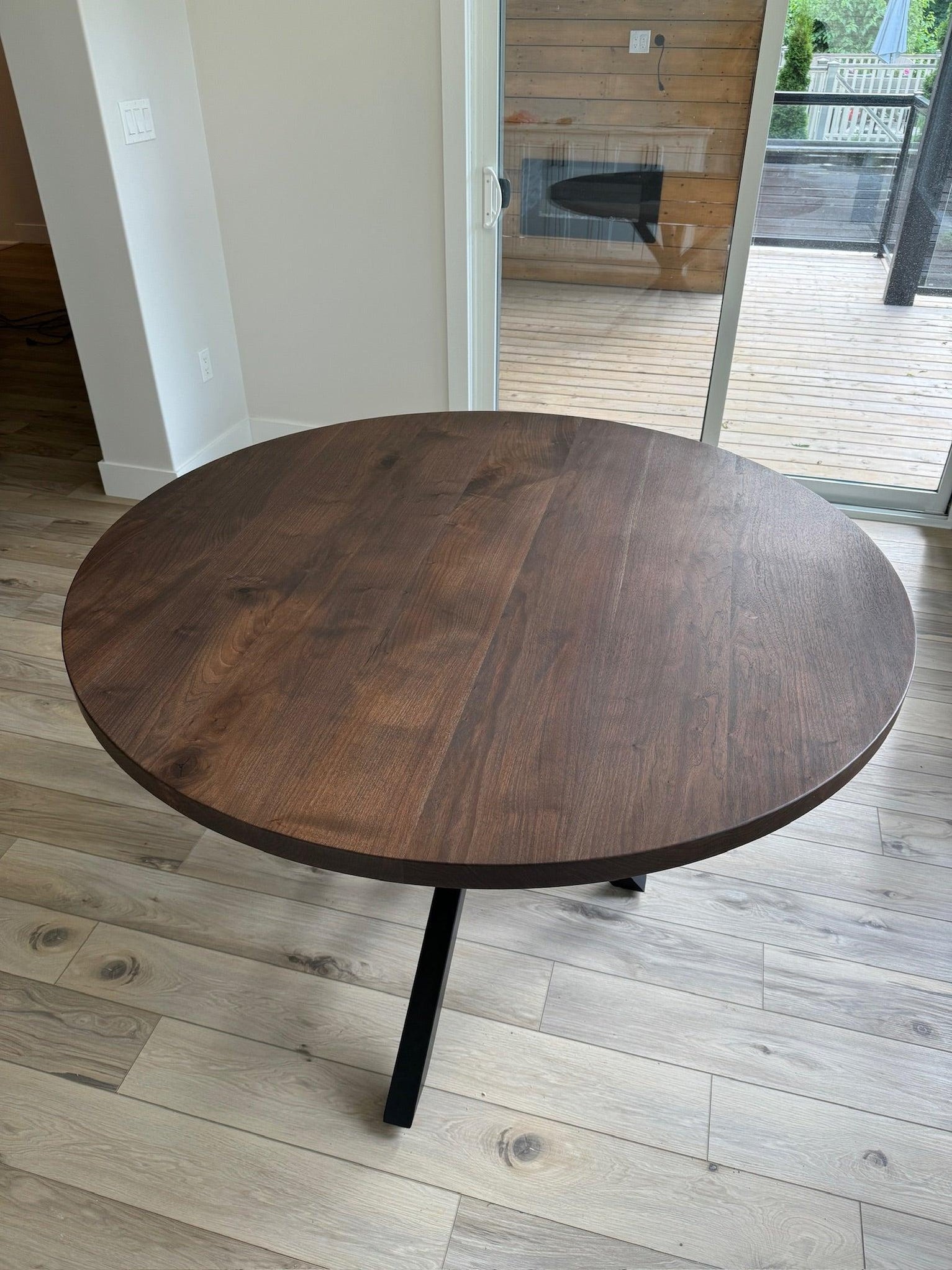 Custom Made Round Walnut Table — Fractal Designs Inc