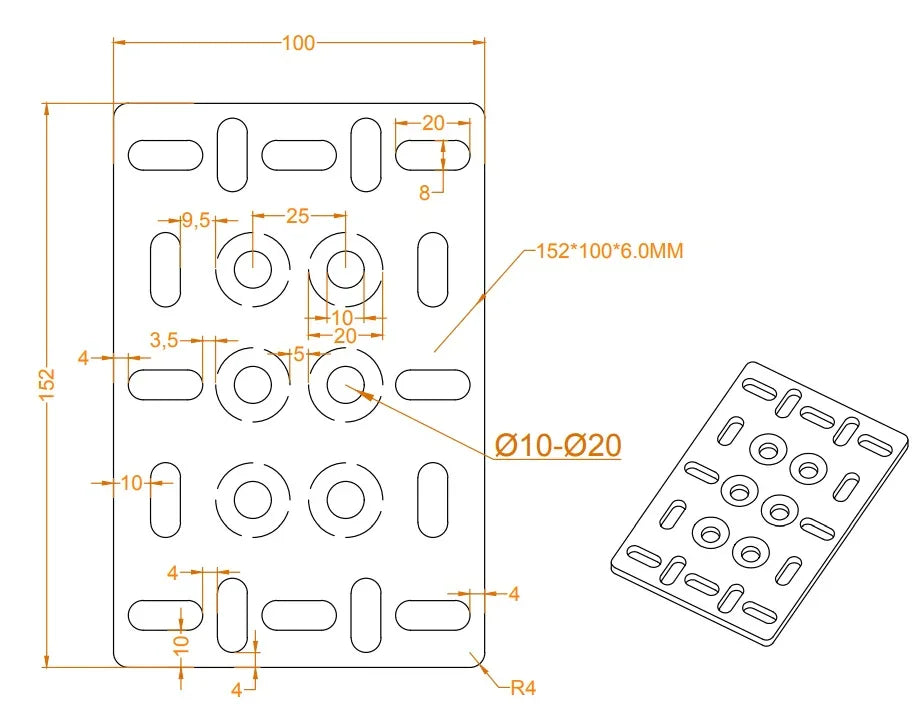 Table Leg Mounting Plate - Universal, 1 Plate — Fractal Designs Inc